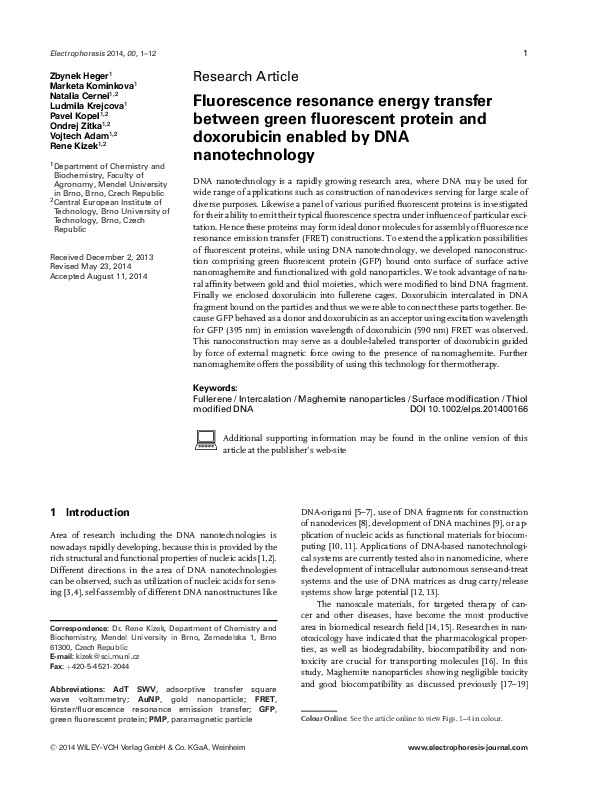 (PDF) Fluorescence resonance energy transfer between fluorescent proteins as powerful toolkits ...