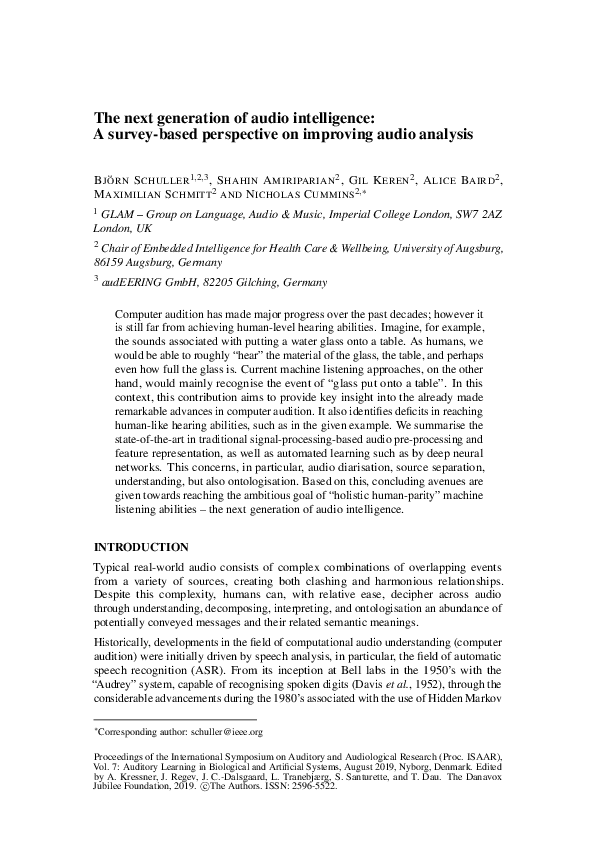 (PDF) The next generation of audio intelligence: A survey-based ...