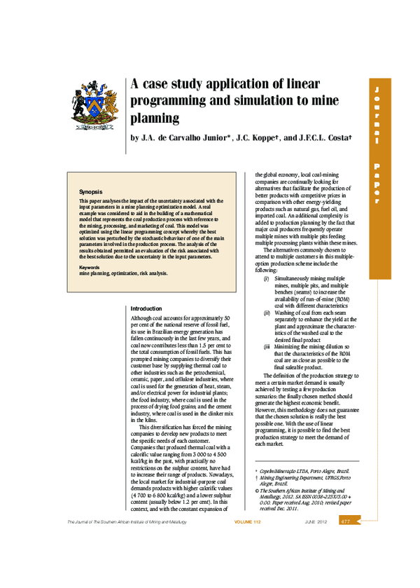 (PDF) A case study application of linear programming and simulation to ...