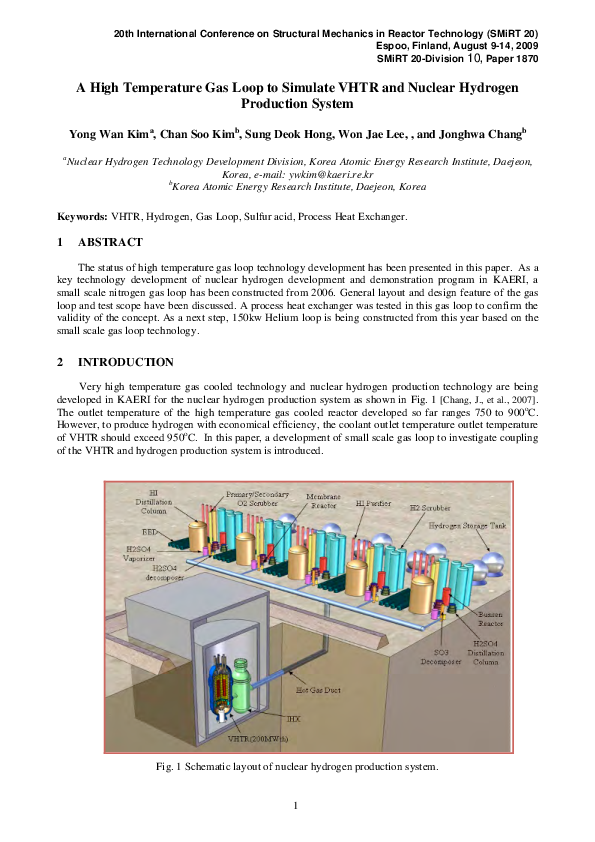 A High Temperature Gas Loop to Simulate VHTR and Nuclear Hydrogen ...