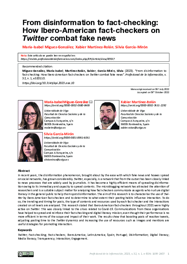 (PDF) From disinformation to fact-checking: How Ibero-American fact ...