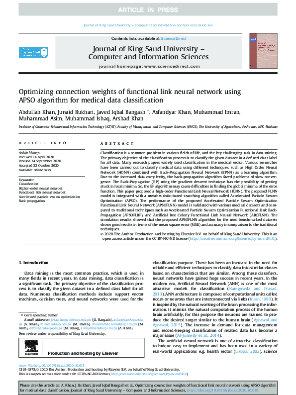 Pdf Optimizing Connection Weights Of Functional Link Neural Network