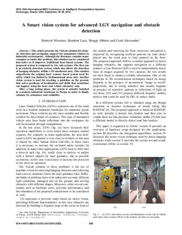 (PDF) A Smart vision system for advanced LGV navigation and obstacle detection