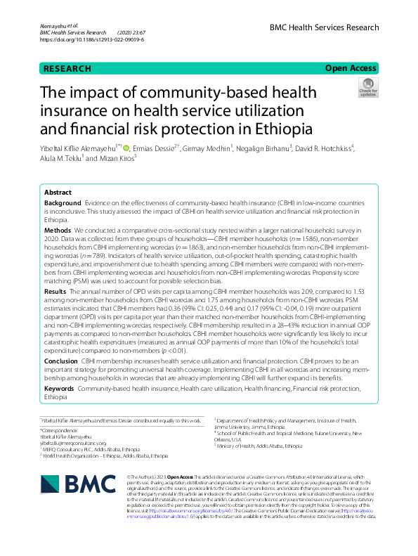 (PDF) The Impact of Community-Based Health Insurance on Household's ...