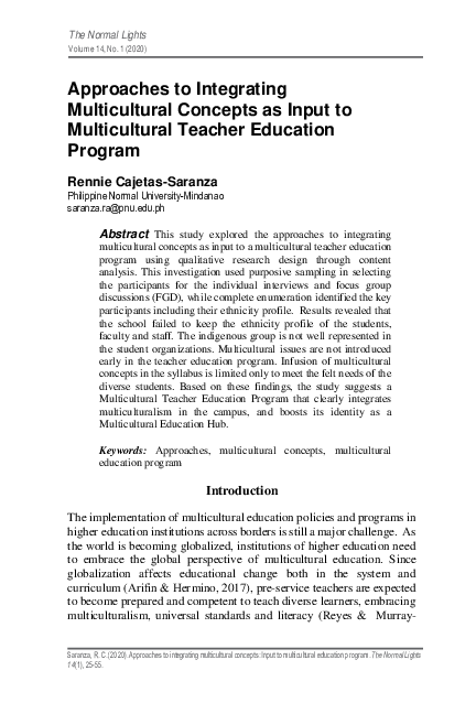 (PDF) Approaches to Integrating Multicultural Concepts as Input to ...