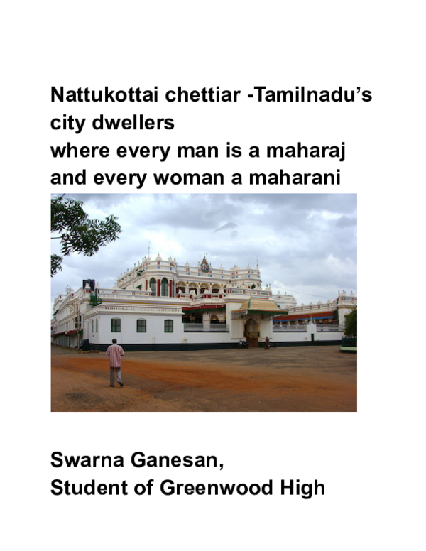 (PDF) Nattukottai chettiar -Tamilnadu's city dwellers where every man ...