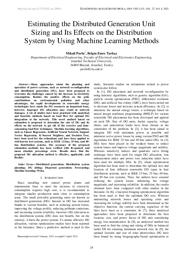 Pdf Estimating The Distributed Generation Unit Sizing And Its Effects