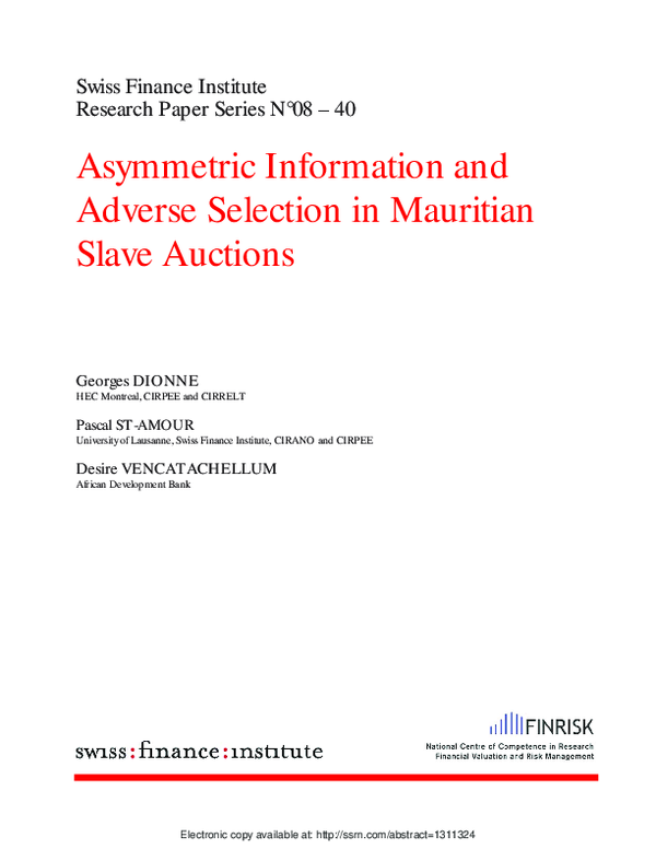 (PDF) Asymmetric Information and Adverse Selection