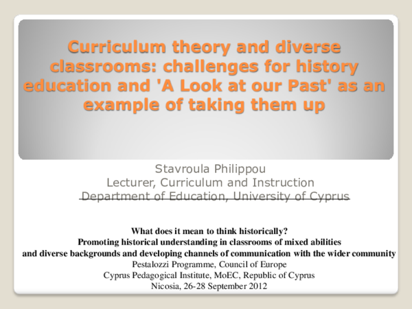 (PDF) Curriculum theory and diverse classrooms: challenges for history ...