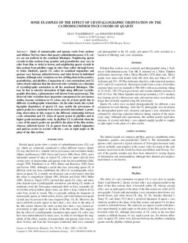 (PDF) Some Examples of the Effect of Crystallographic Orientation on the Cathodoluminescence ...