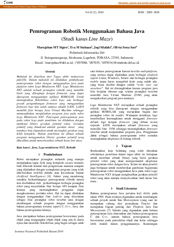 (PDF) Pemrograman Robotik Menggunakan Bahasa Java