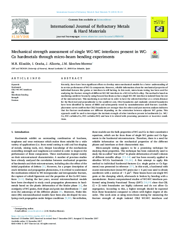 (PDF) Mechanical strength assessment of single WC-WC interfaces present ...