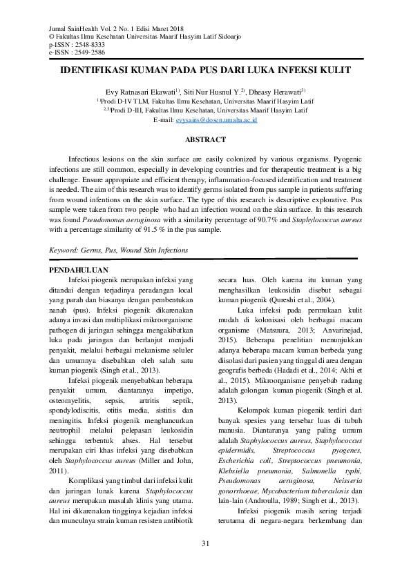 (PDF) Identifikasi Kuman Pada Pus Dari Luka Infeksi Kulit
