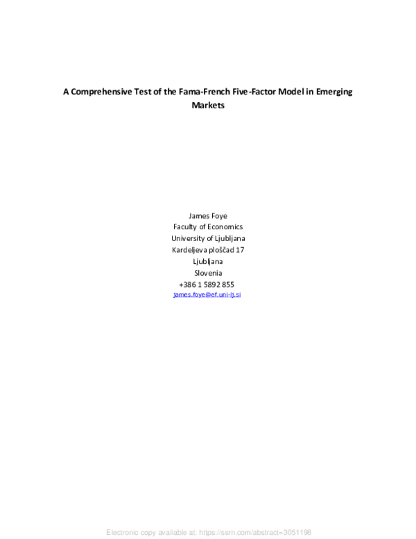 (PDF) A Comprehensive Test of the Fama-French Five-Factor Model in ...