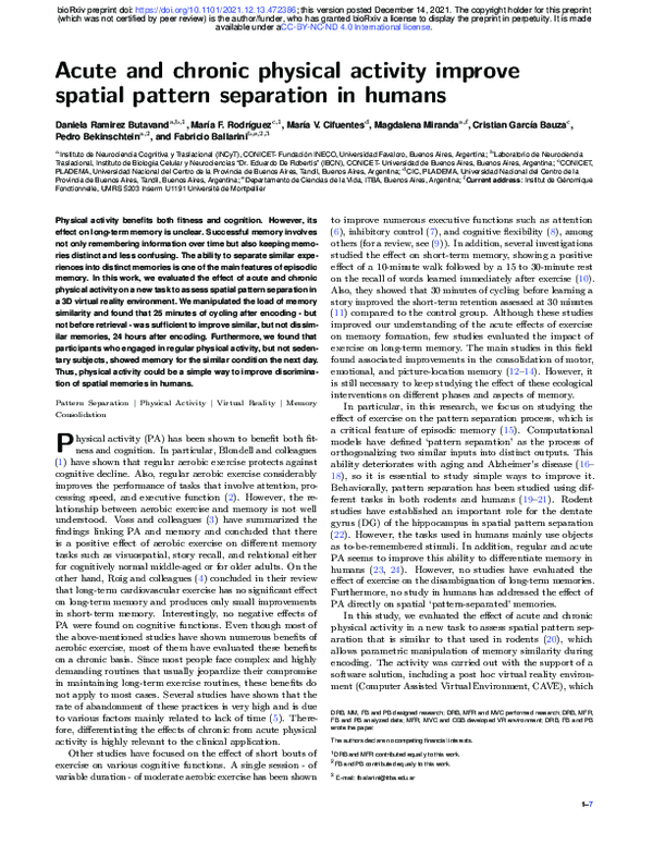 (PDF) Acute and chronic physical activity improve spatial pattern ...