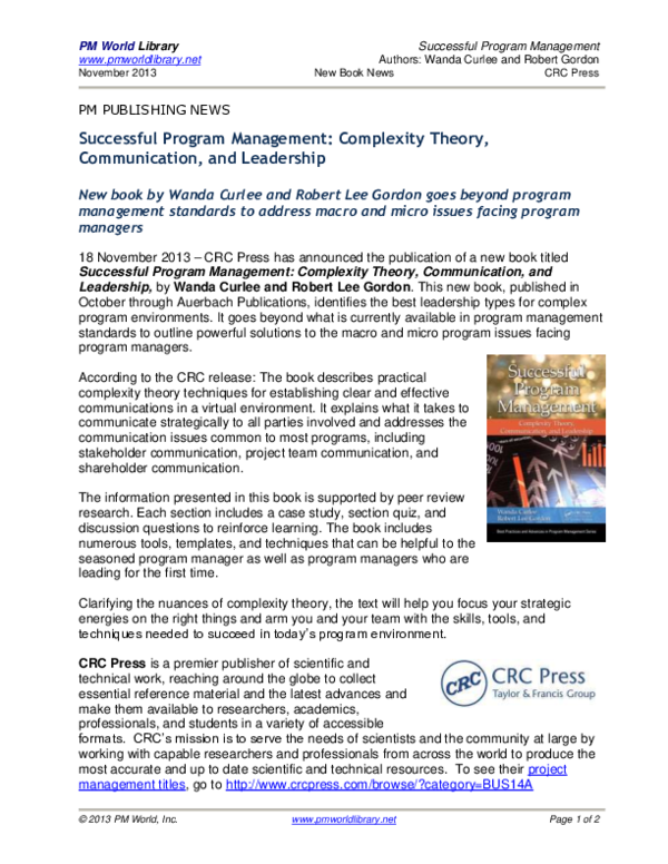 (PDF) Successful Program Management