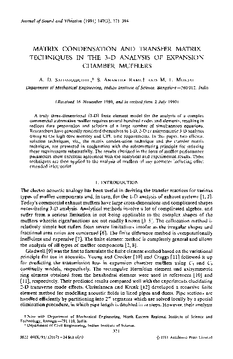 (PDF) Matrix condensation and transfer matrix techniques in the 3-D ...