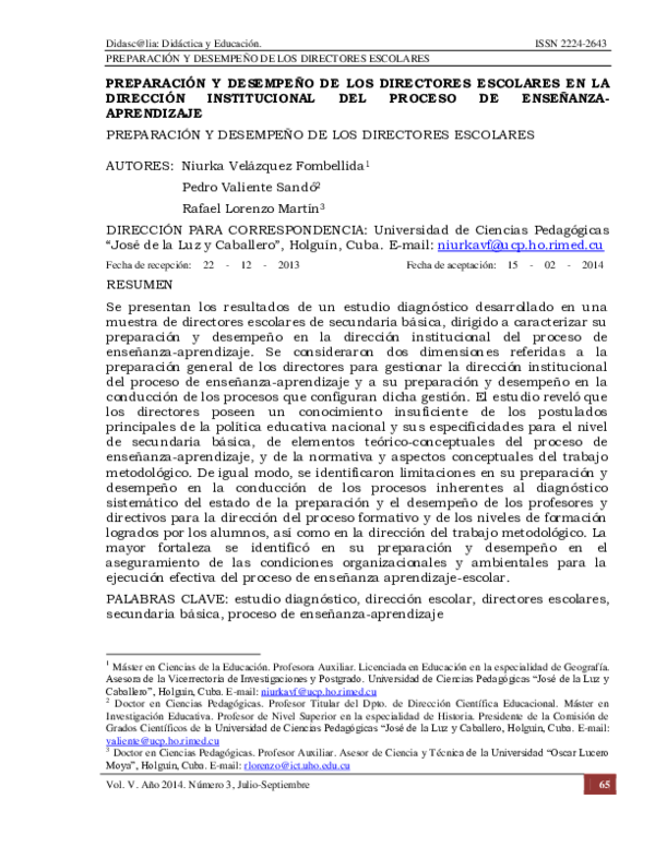 (PDF) Preparación y Desempeño De Los Directores Escolares en La ...