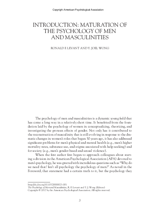 (PDF) The psychology of men and masculinities