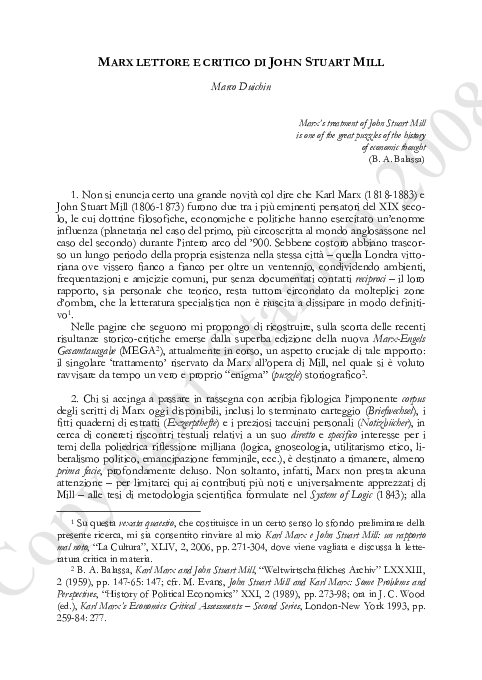 (PDF) Marx’s critique and interpretation of John Stuart Mill