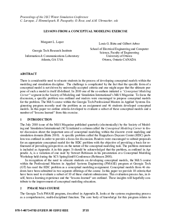 (PDF) Lessons from a conceptual modeling exercise