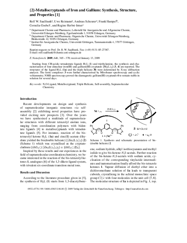 (PDF) {2}Metallocryptands of Iron and Gallium: Synthesis, Structure ...