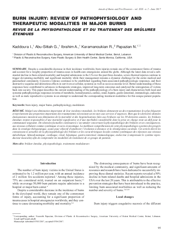 (PDF) Burn injury: review of pathophysiology and therapeutic modalities ...