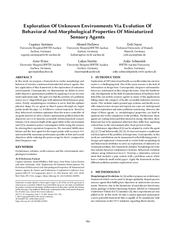 (PDF) Exploration of unknown environments via evolution of behavioral and morphological ...