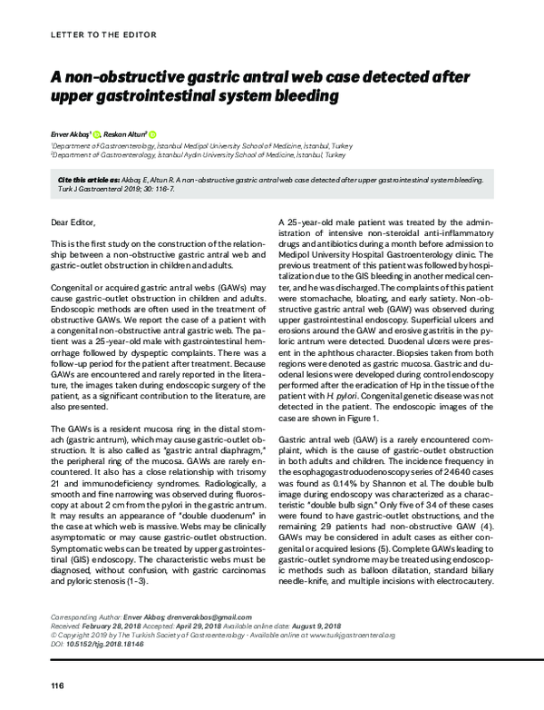 (PDF) A non-obstructive gastric antral web case detected after upper ...