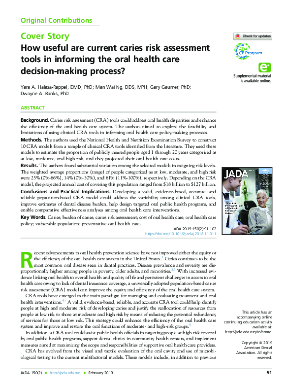 (PDF) Caries Risk Assessment: Tools and Impacts