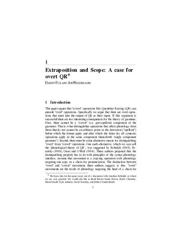 (PDF) Extraposition and scope: A case for overt QR