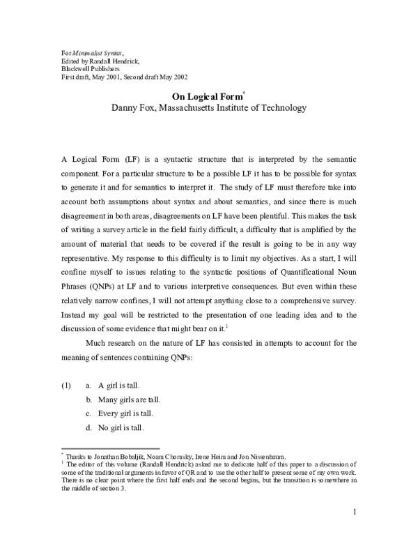 Pdf On Logical Form