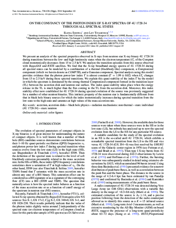 (PDF) On the Constancy of the Photon Index of X-Ray Spectra of 4U 1728 ...