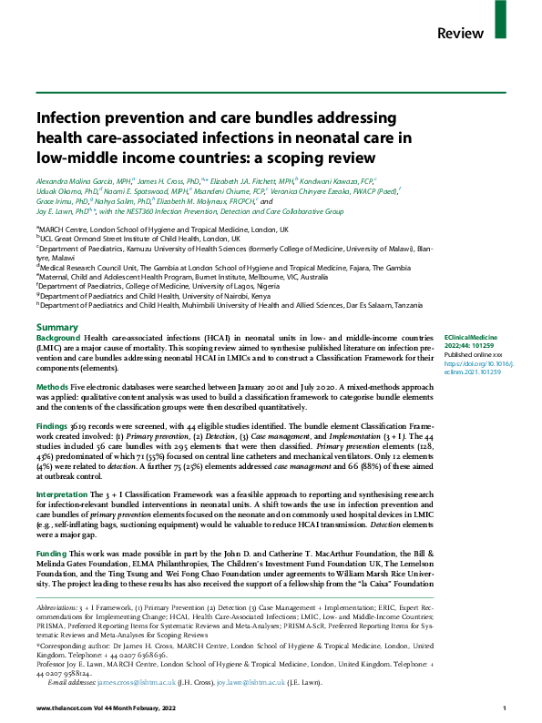 (PDF) Infection prevention and care bundles addressing health care ...
