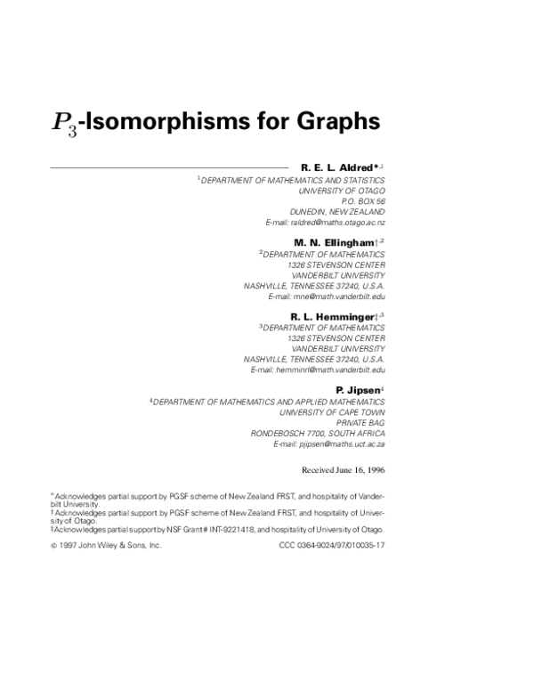 (PDF) P3-isomorphisms for graphs