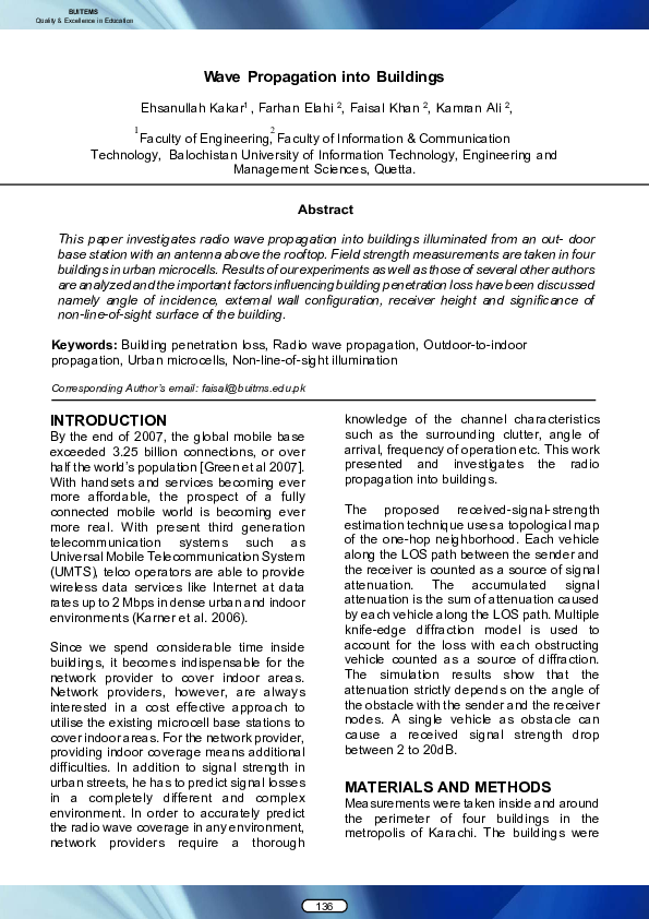 (PDF) Wave Propagation into Buildings