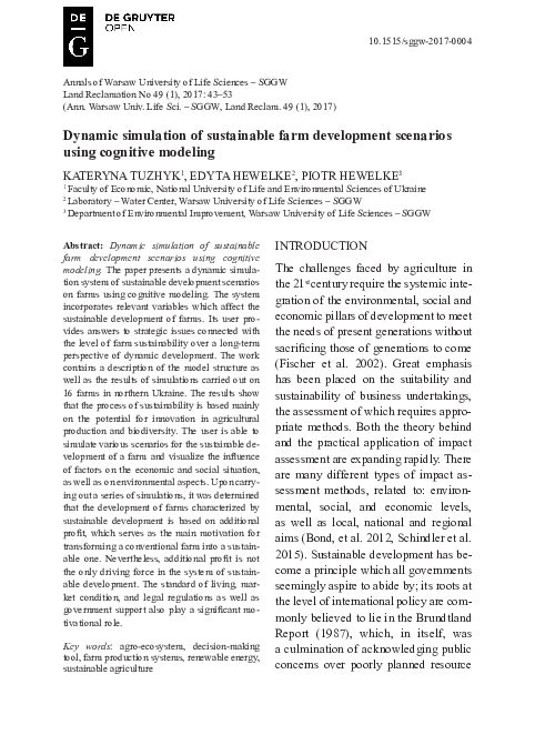 (PDF) Dynamic simulation of sustainable farm development scenarios using cognitive modeling