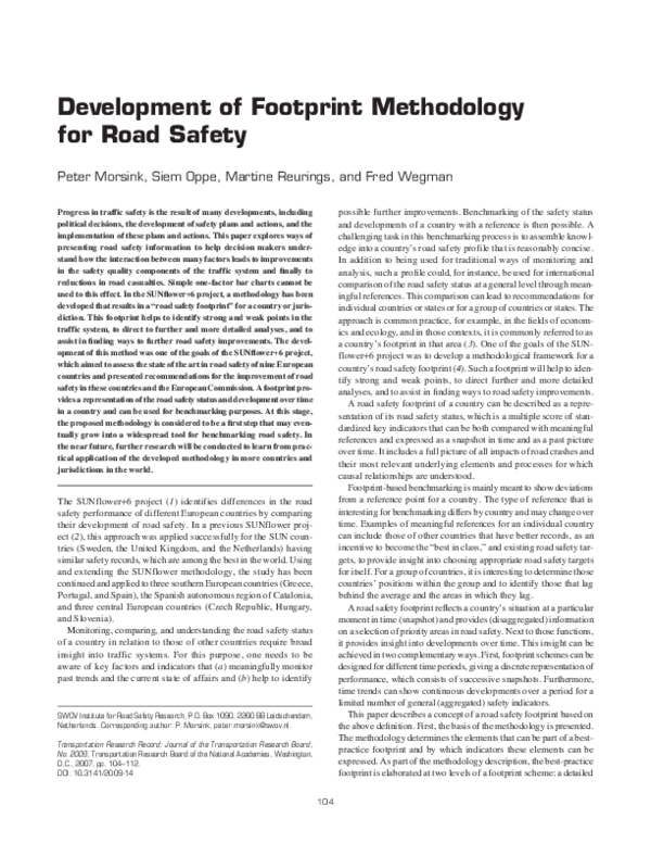 (PDF) Development of Footprint Methodology for Road Safety