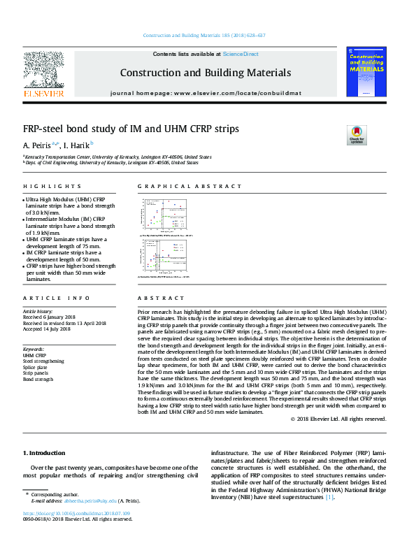 (PDF) FRP-steel bond study of IM and UHM CFRP strips
