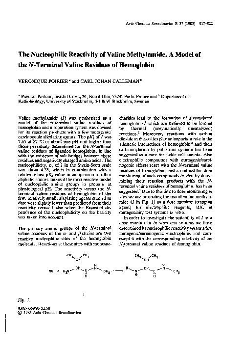 (PDF) The Nucleophilic Reactivity of Valine Methylamide. A Model of the ...