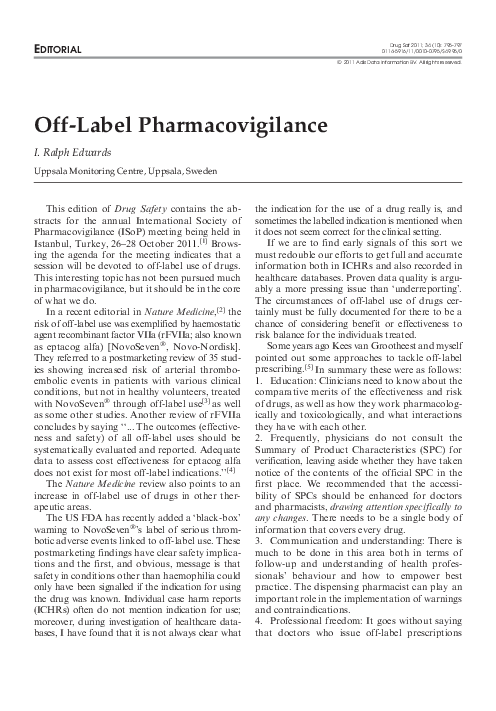 (PDF) Off-label pharmacovigilance