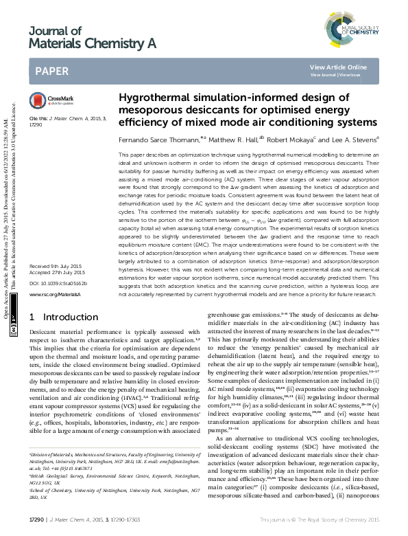 (PDF) Hygrothermal simulation-informed design of mesoporous desiccants ...