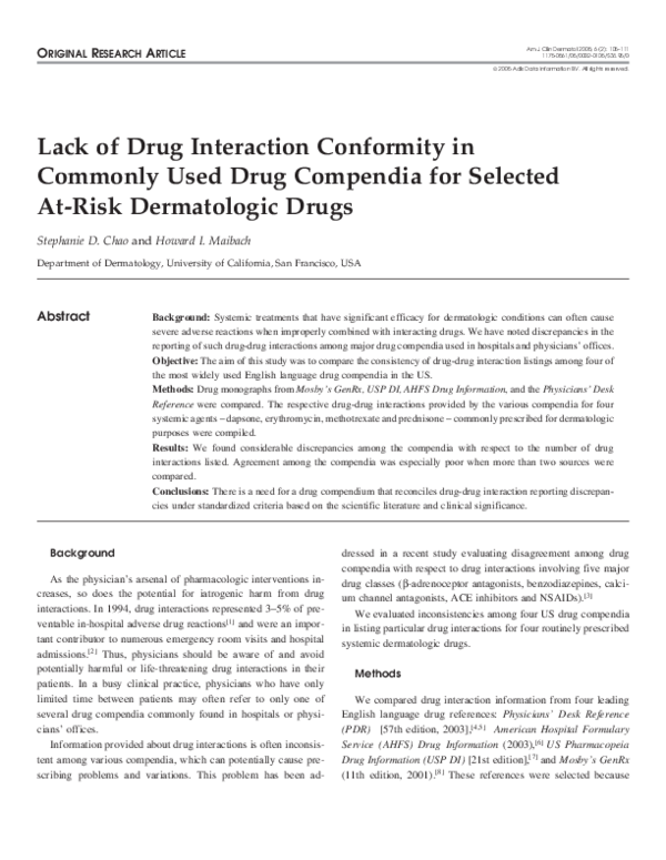 (PDF) Lack of drug interaction conformity in commonly used drug ...