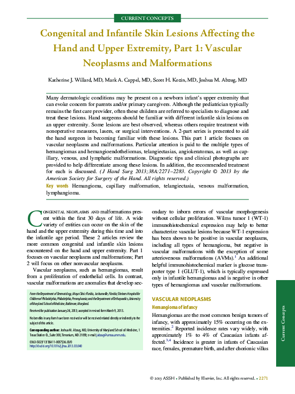 (PDF) Congenital and Infantile Skin Lesions Affecting the Hand and Upper Extremity, Part 1 ...