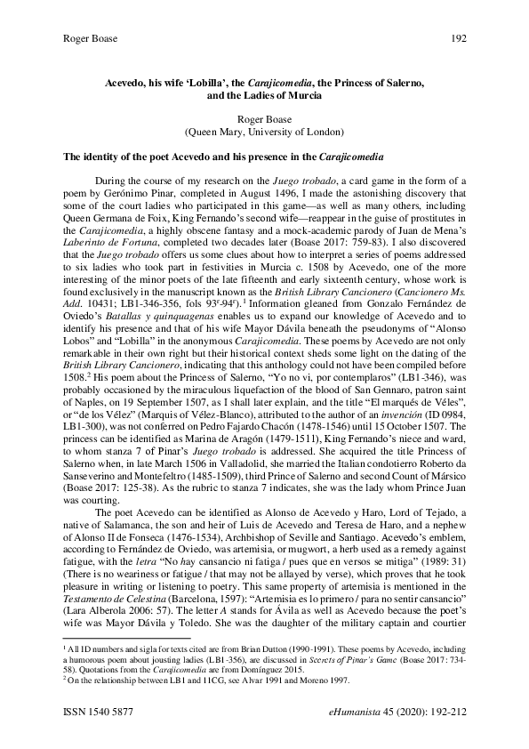 (PDF) Acevedo, his wife ‘Lobilla’, the "Carajicomedia", the Princess of ...