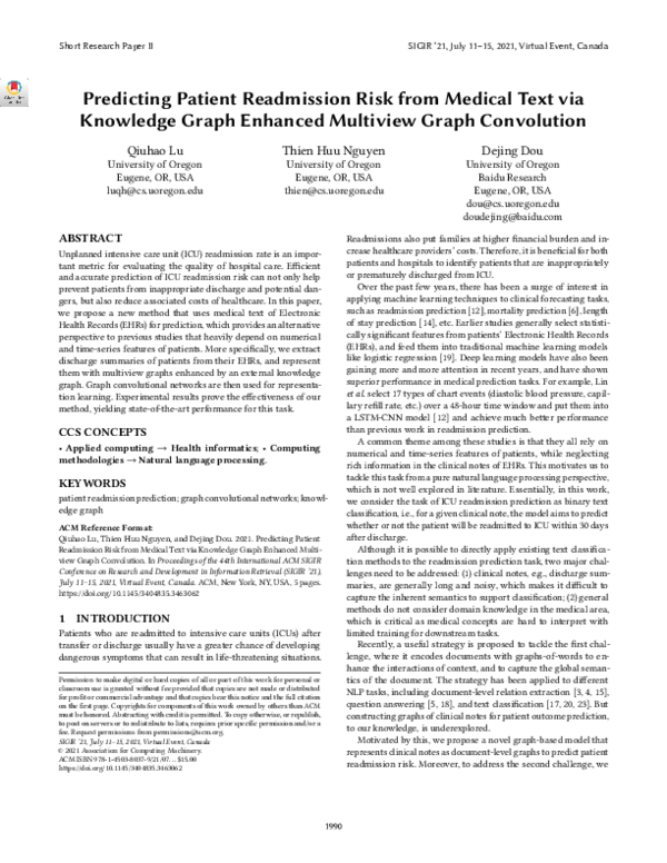 (PDF) Predicting Patient Readmission Risk from Medical Text via ...
