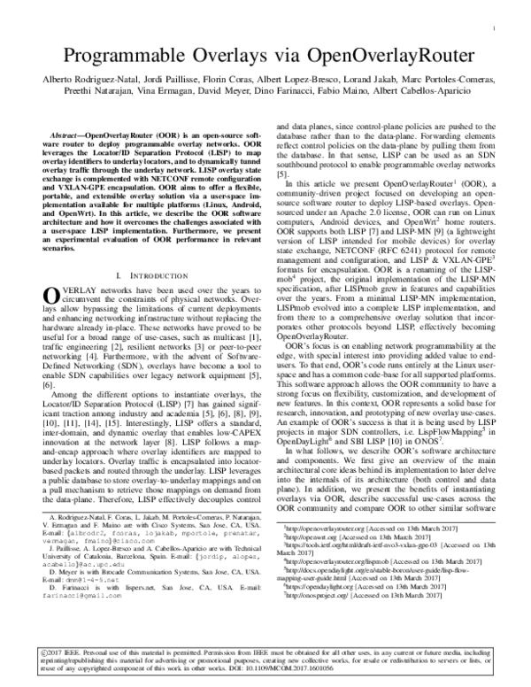 (PDF) Programmable Overlays via OpenOverlayRouter