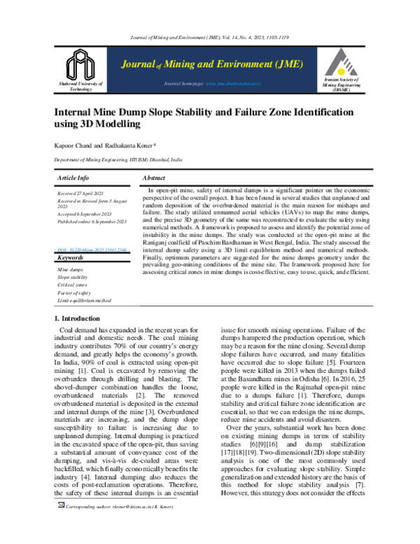 (PDF) Internal Mine Dump Slope Stability and Failure Zone ...