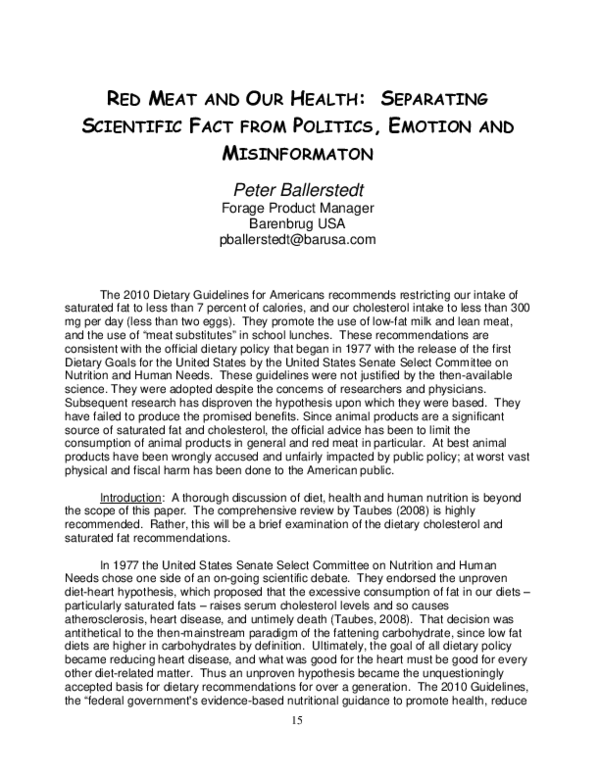 (PDF) Red Meat and Our Health: Separating Scientific Fact from Politics ...