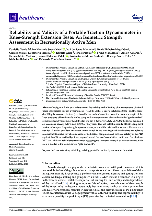 (PDF) Reliability and Validity of a Portable Traction Dynamometer in ...